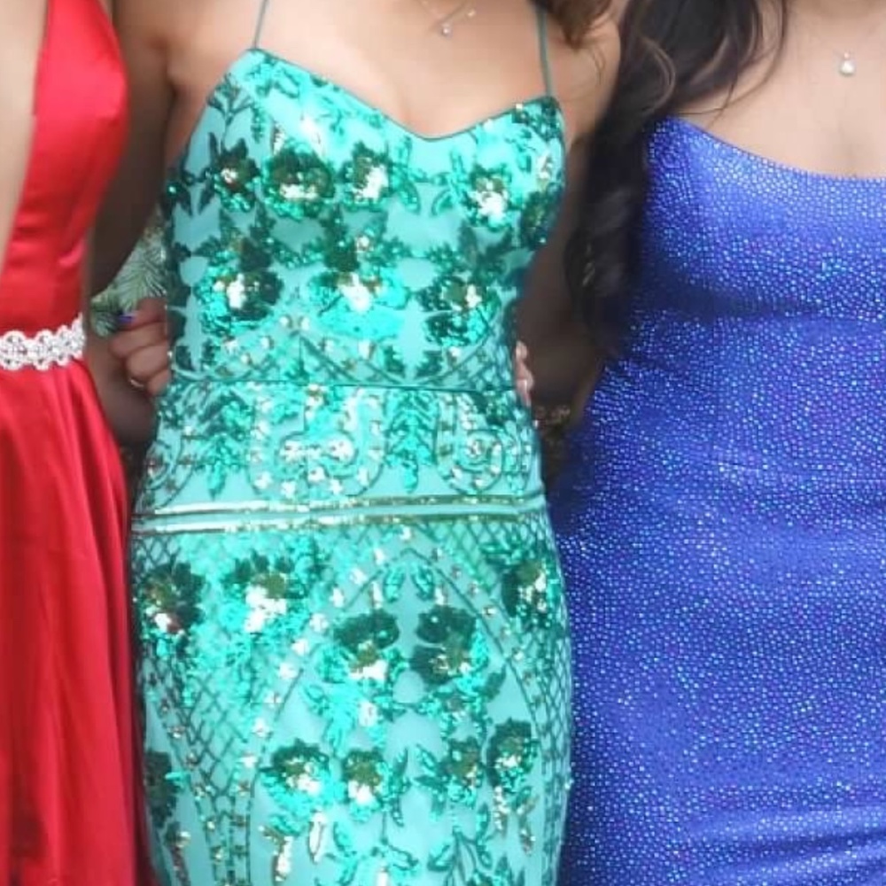 Alyce Paris Jade Green Sequin Prom Dress - Gem